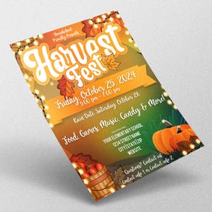 EDITABLE Harvest Fest Flyer Template, Community Event, Autumn Flyer ...