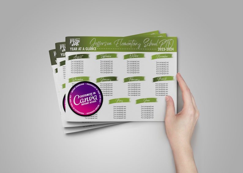 Editable Year at A Glance Calendar, Flyer Newsletter, Back to School ...