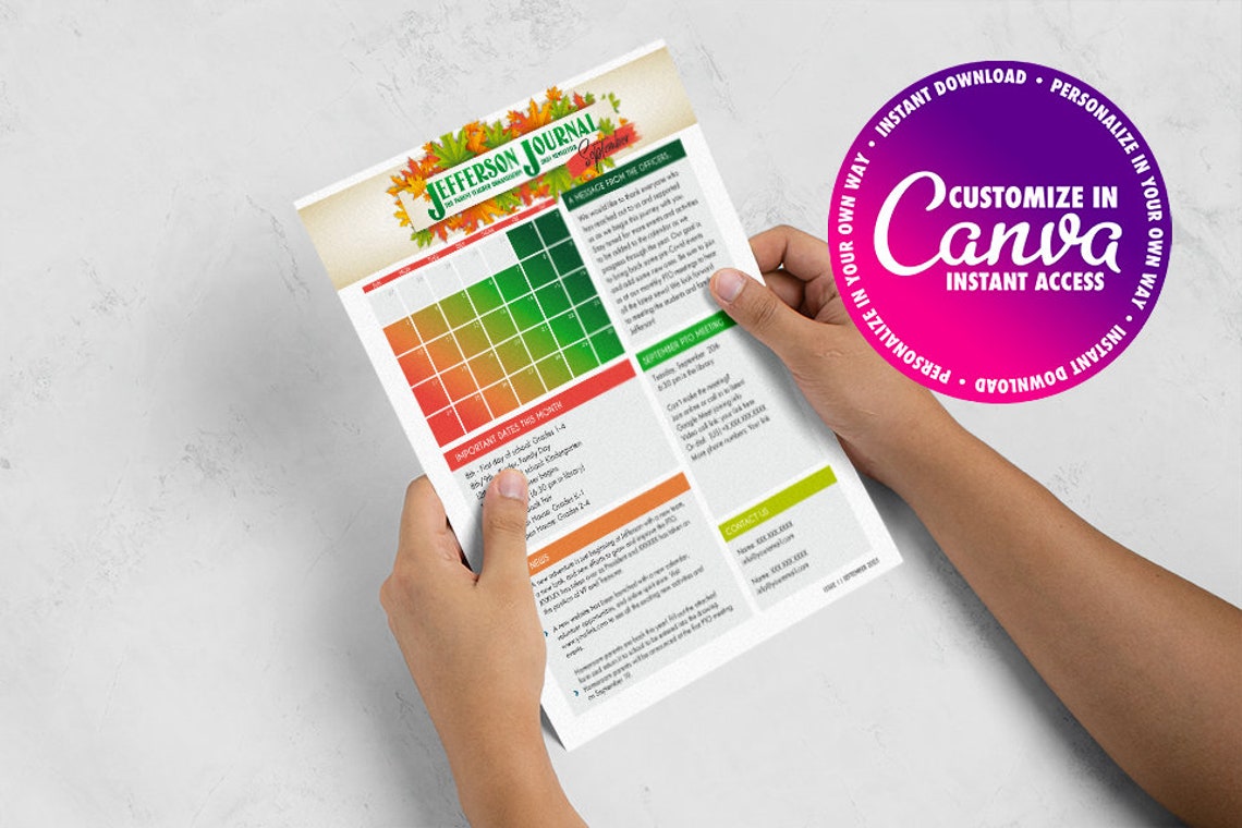 Editable September PTO PTA Newsletter Flyer, Fall Newsletter Template ...