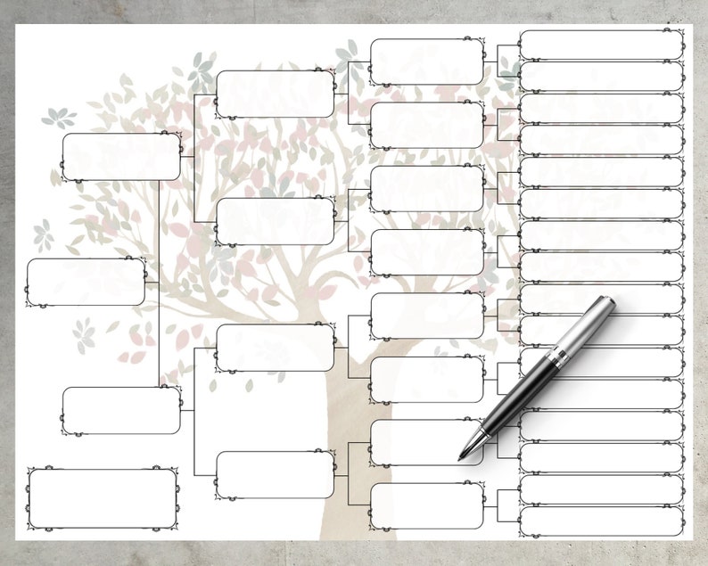 Pedigree Chart 5 Generation Genealogy Template WALTZ - Etsy