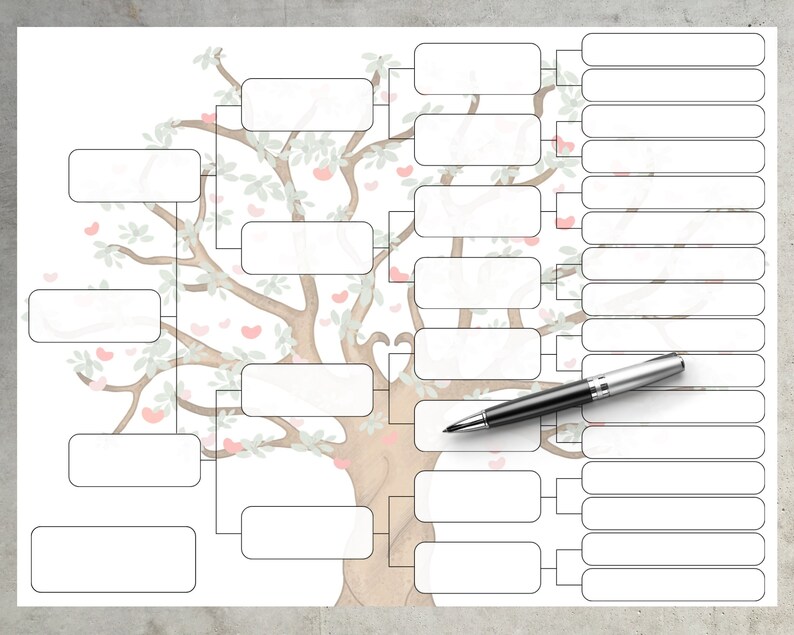 5 Generation Family Tree Printable ~ PDF Pedigree Chart ~ Digital ...