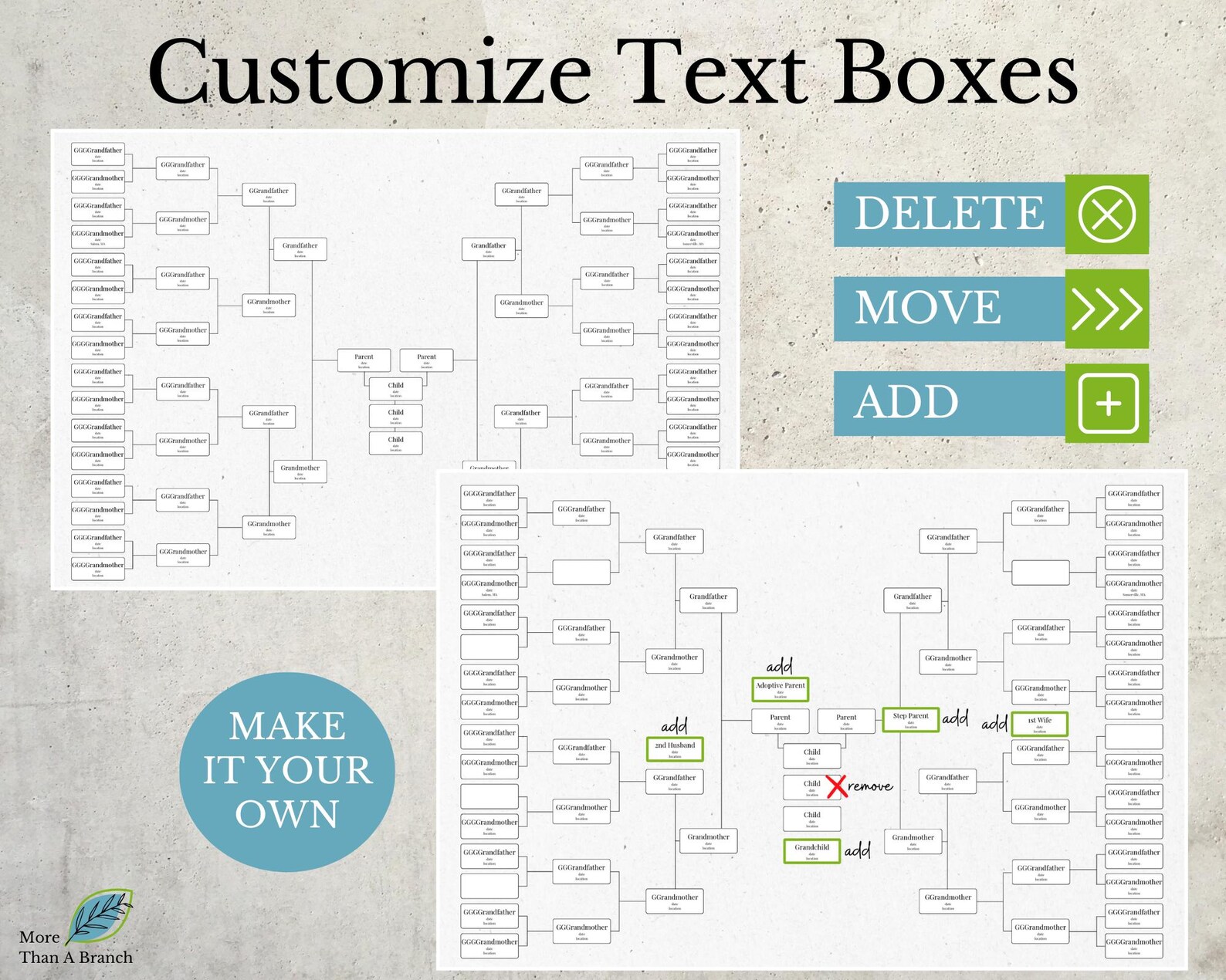 Family Tree Template ~ 9 Generation Family History Chart ~ Genealogy ...