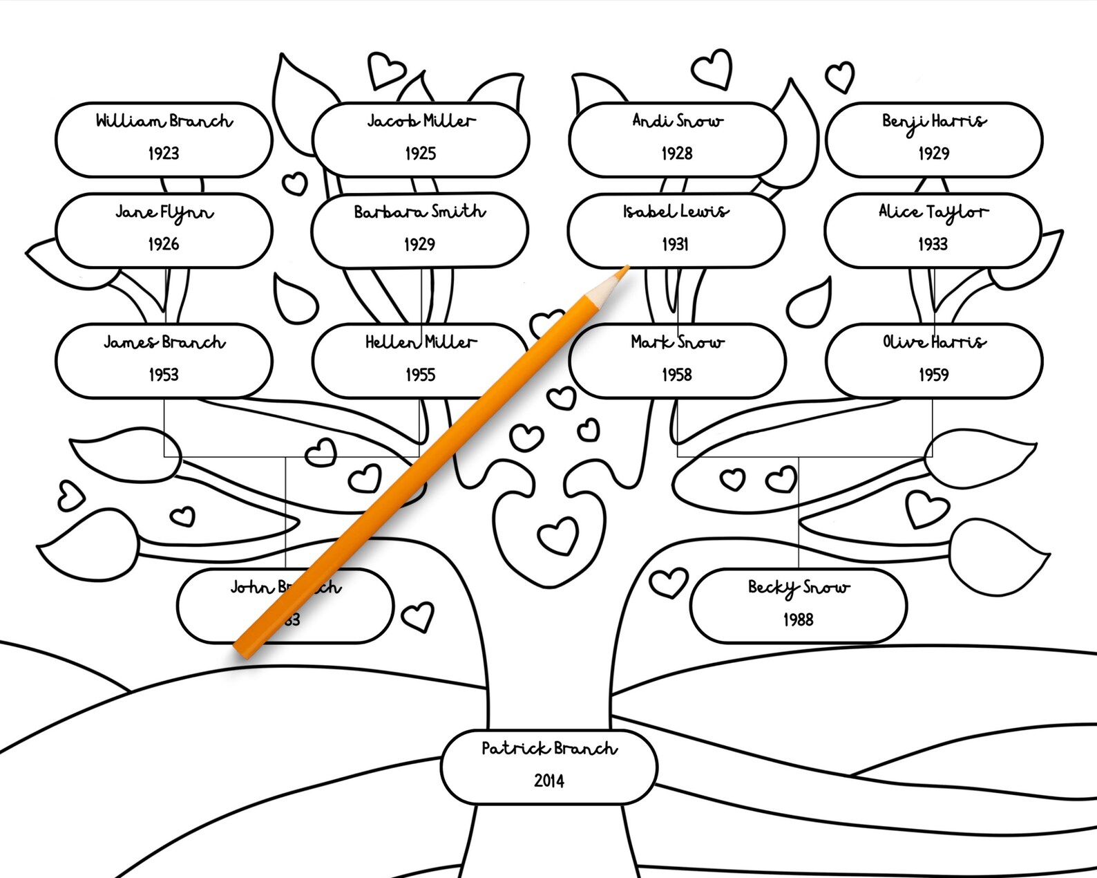 Kids Coloring Page ~ Fun Family Tree Template ~ Print at Home ~ Digital ...