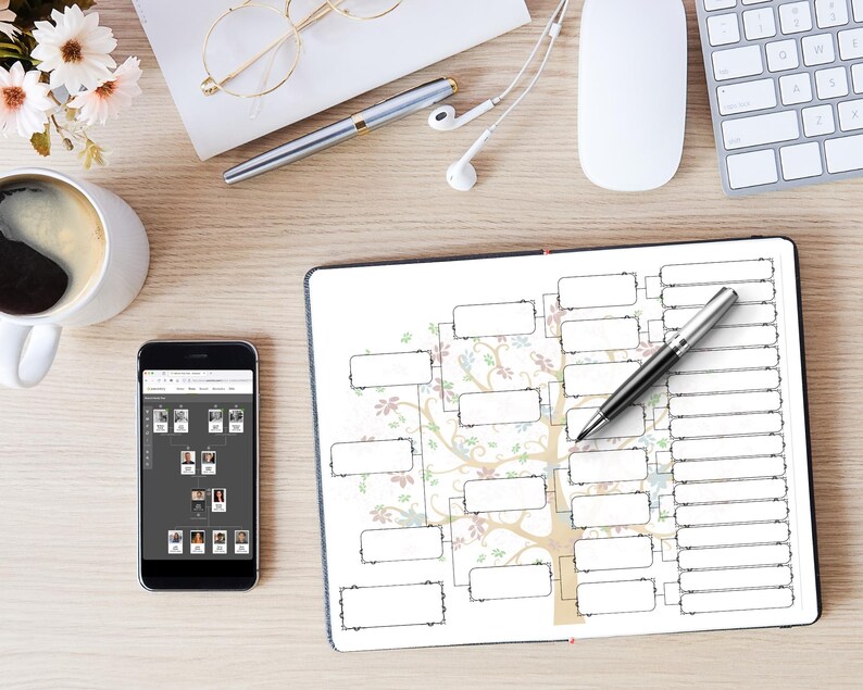 Family Tree Pedigree 5 Generation Optimized for Home Printing NOVI - Etsy