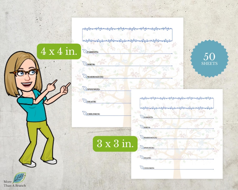 Genealogy Post-it® Notes ~ Family Tree Worksheet for Ancestry Research ...