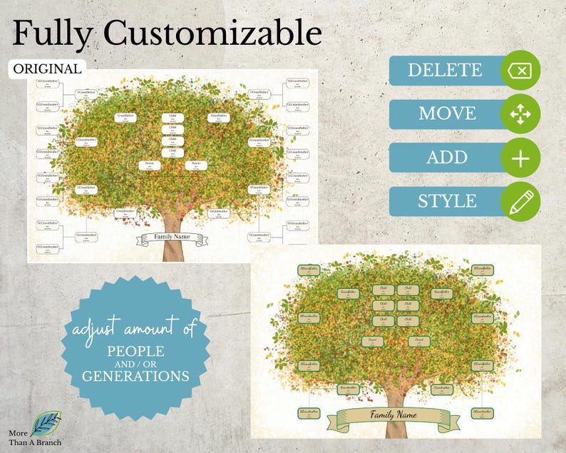 Family Tree Template for 5 Generations ~ Printable Genealogy Chart ...