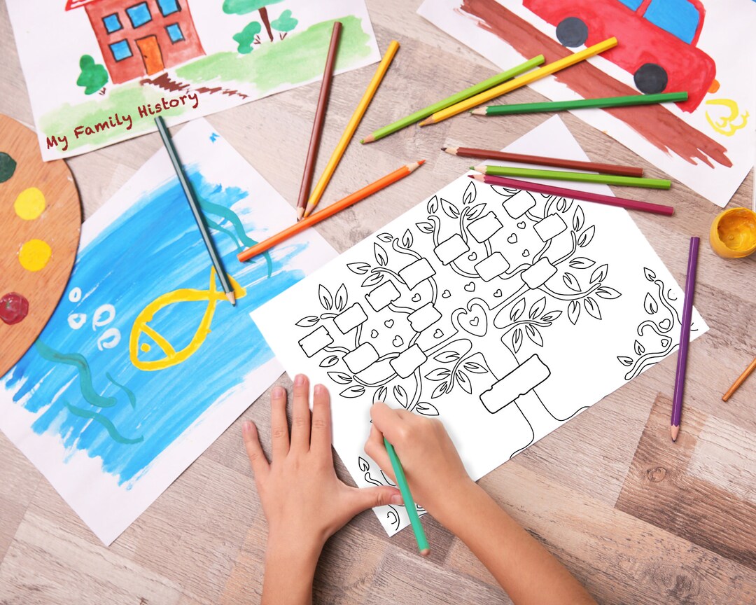 Family Tree Coloring Page Kids Activity Easy Print Instant Download ...