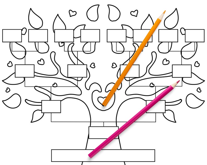 Family Tree Coloring Page Genealogy for Kids Ancestry Chart - Etsy