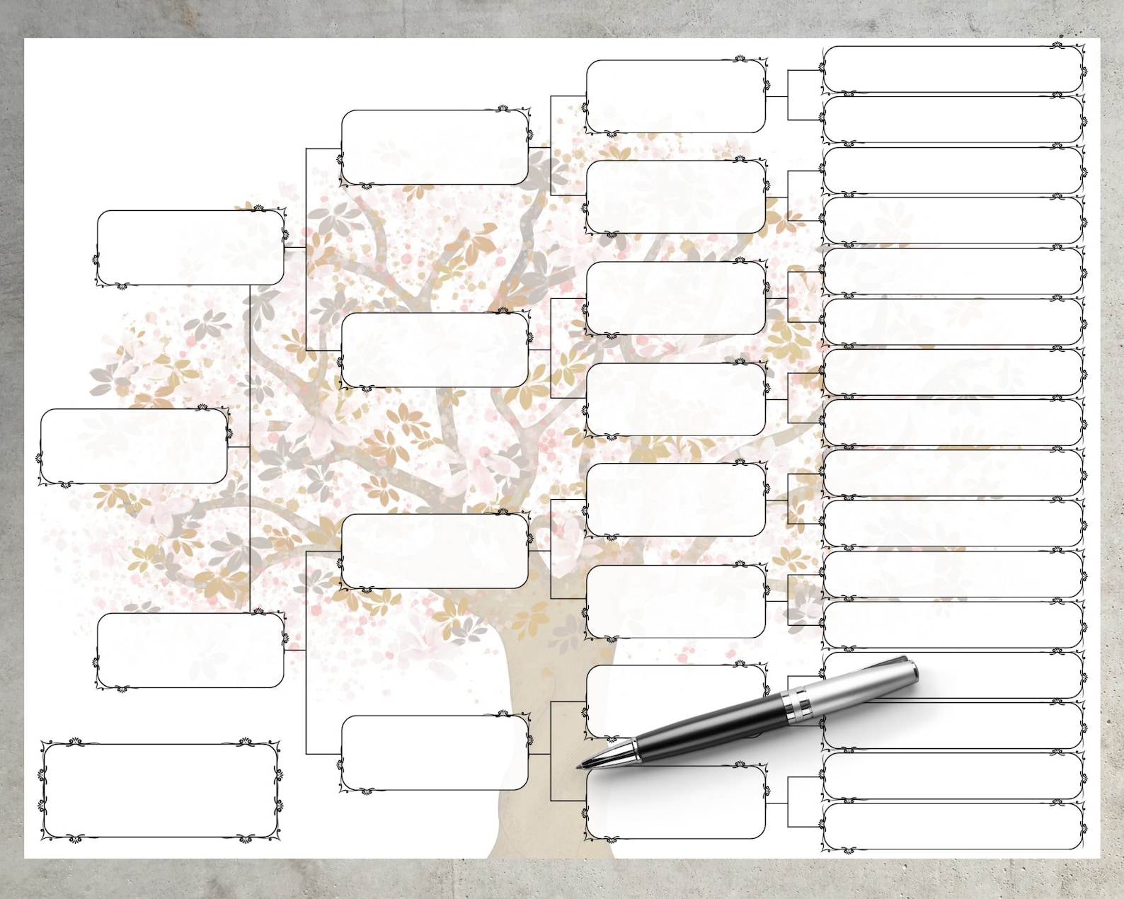 PDF Family Tree Template 5 Gen Pedigree Chart Easy Print CLOE - Etsy
