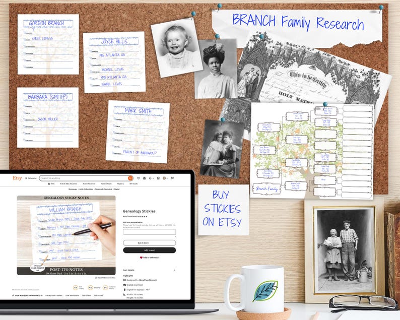 Genealogy Post-it® Notes ~ Family Tree Worksheet for Ancestry Research ...