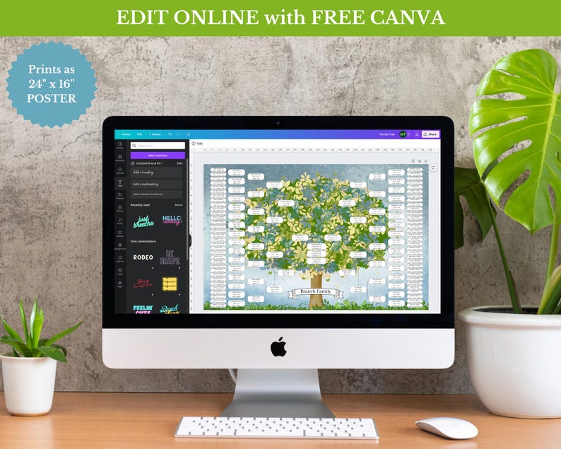 7 Generation Family Tree Template ~ Blank Ancestry Chart ~ DIY ...