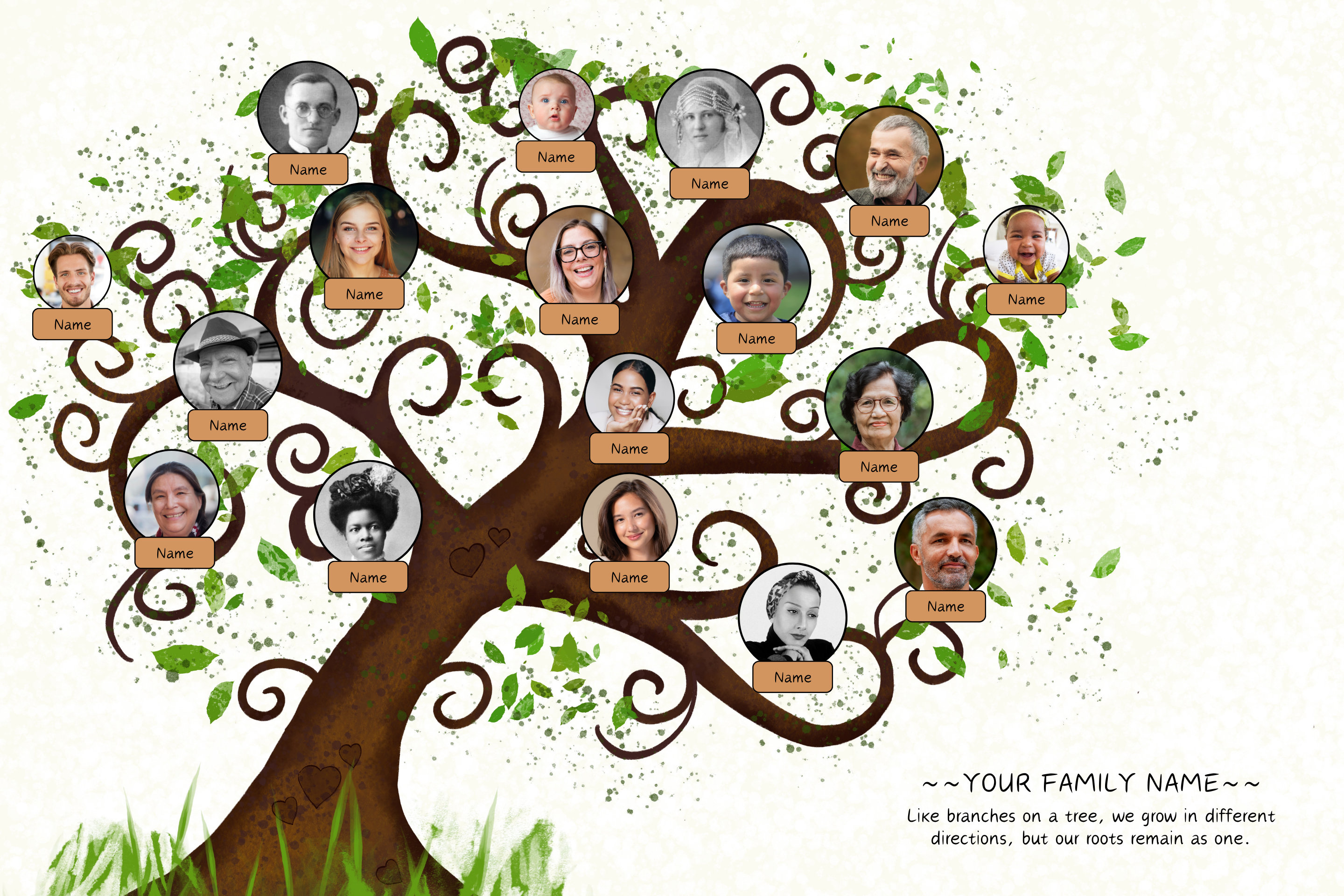Photo Family Tree Template Add and Remove Portaits Prints in a Variety ...