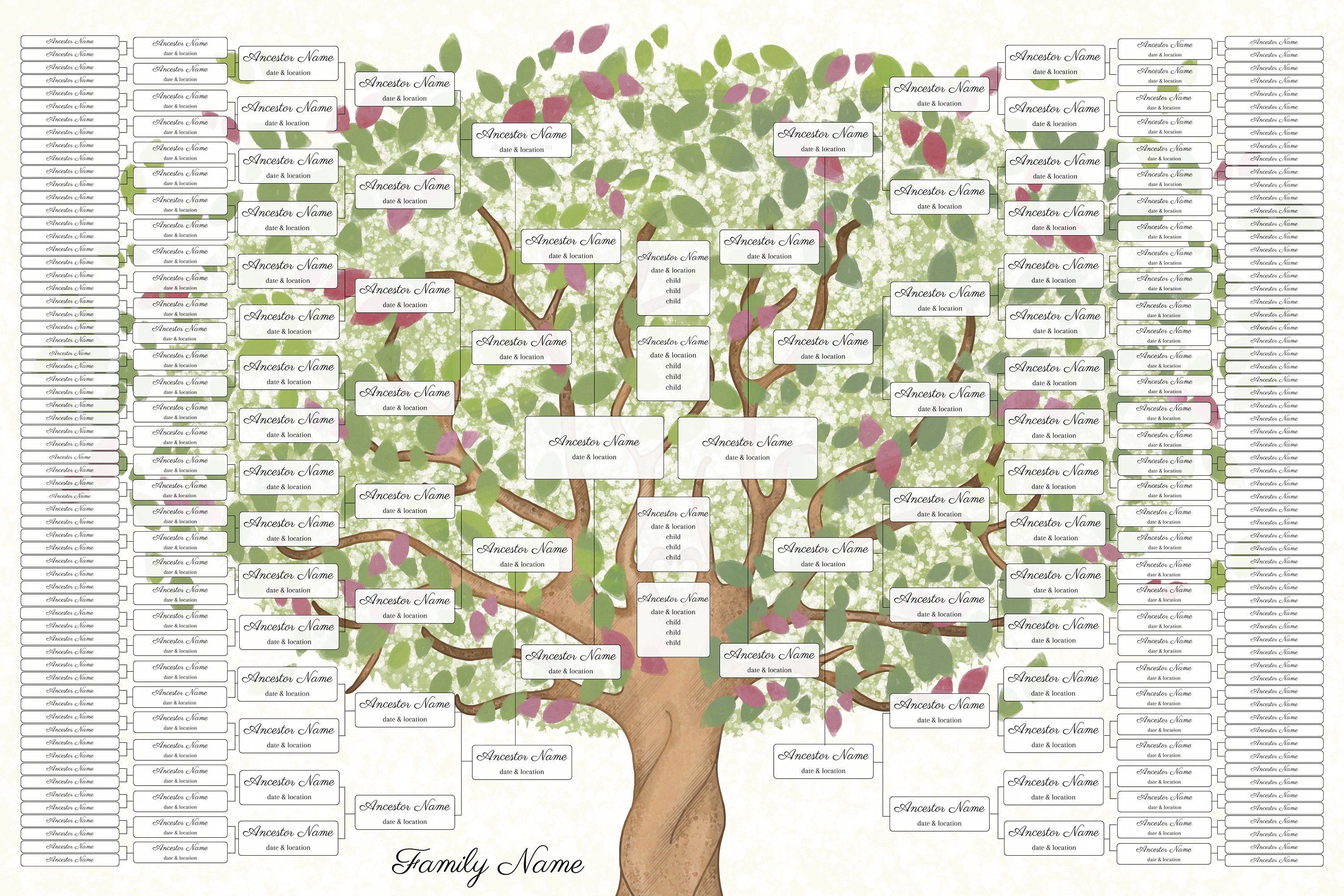 Family Tree Template 9 Generations DIY Editable in Canva DERRY - Etsy UK