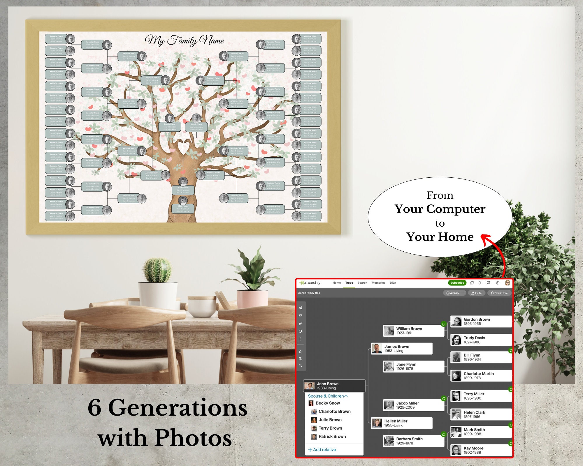 Blank Family Tree Chart Ancestry Template Customizable in Canva 6 ...