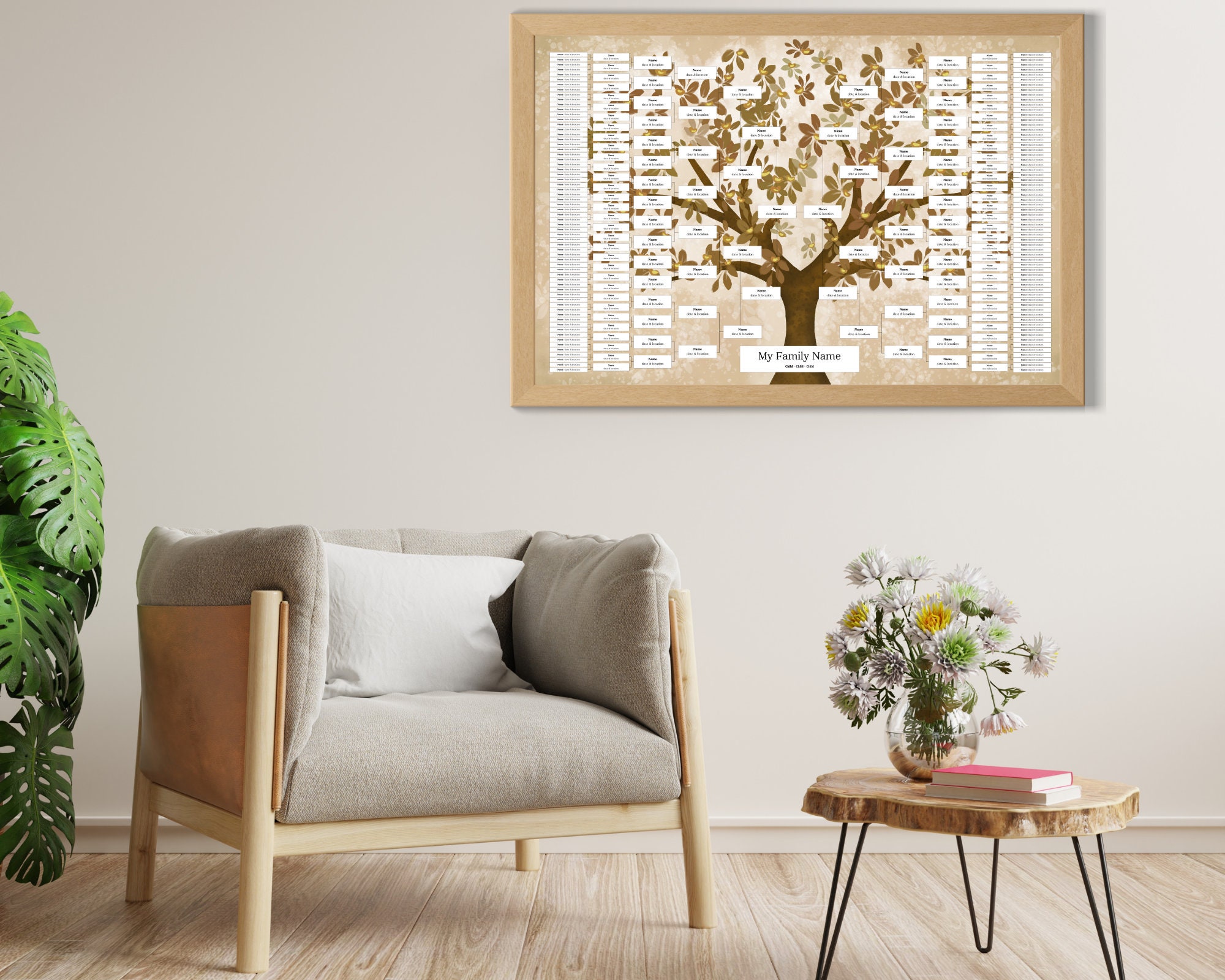 8 Generation Large Blank Family Tree Genealogy Chart Digital Instant ...