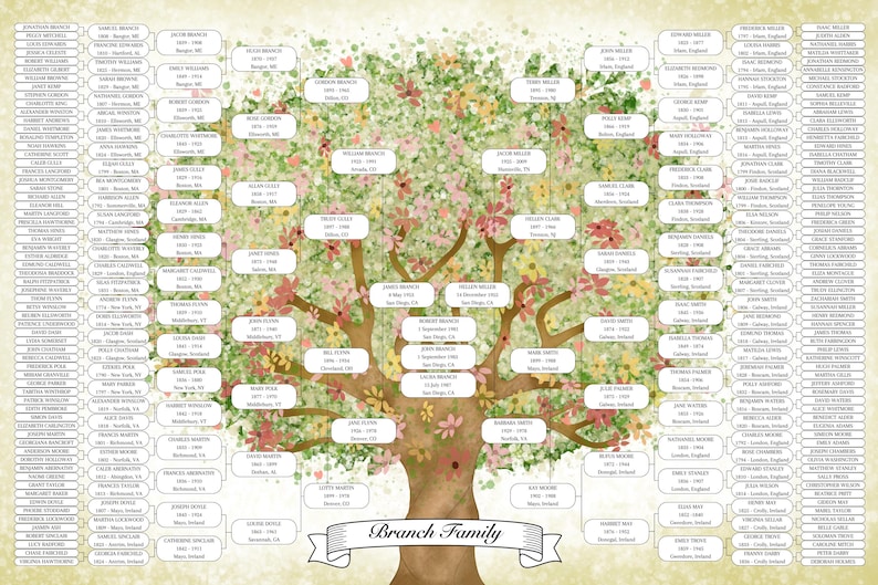 Large 8 Generation Family Tree ~ Genealogy Chart ~ Canva Template ...