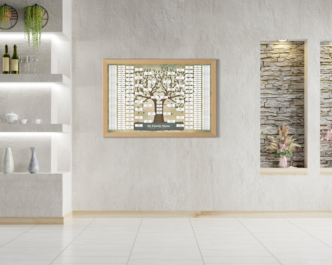 8 Generation Large Blank Family Tree Genealogy Chart - Etsy