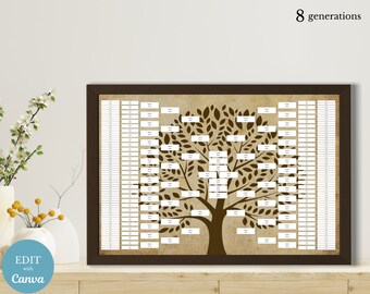 Family Tree Template Editable 15 Generations - Etsy
