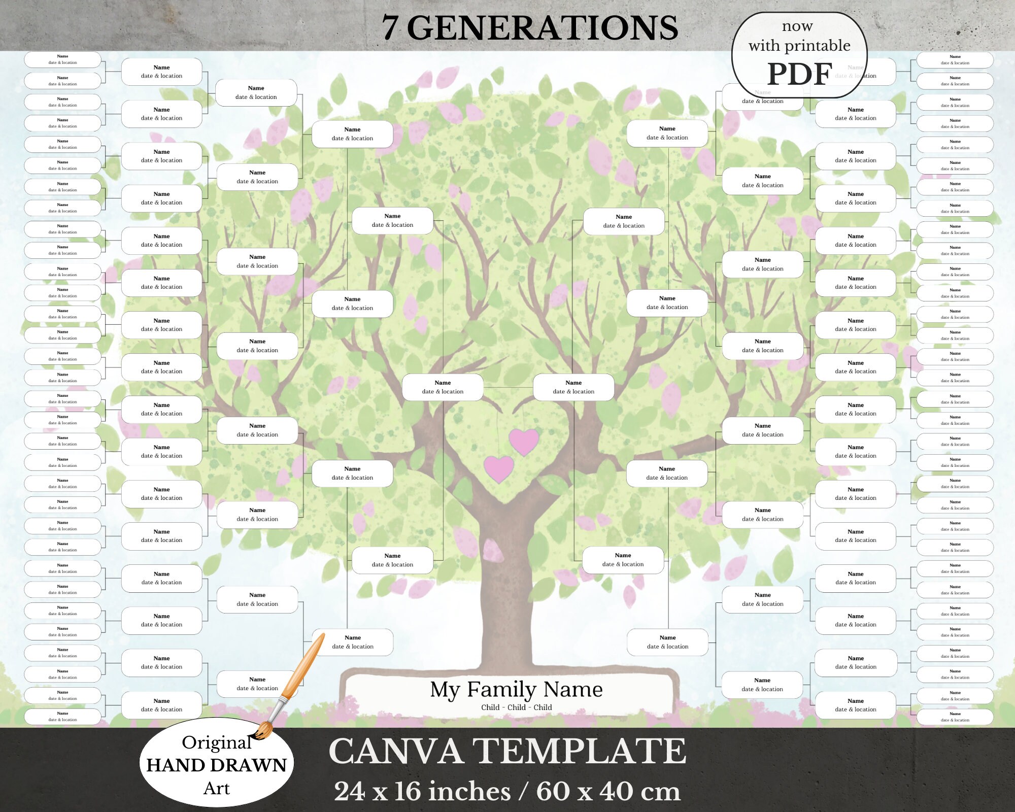 Family Tree 7 Generation Blank Ancestry Chart Printable Genealogy ...