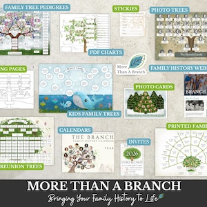 6 Generation Family Tree Chart ~ Printable Canva Template ~ LEEF - Etsy