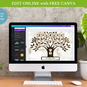 Digital Family Tree Template 6 Generations Editable in Canva KOFI - Etsy