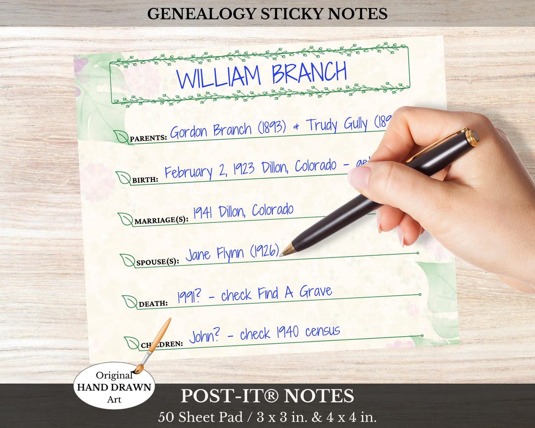 Ancestry Post-it® Notes ~ Family History Stickies for Genealogy ...