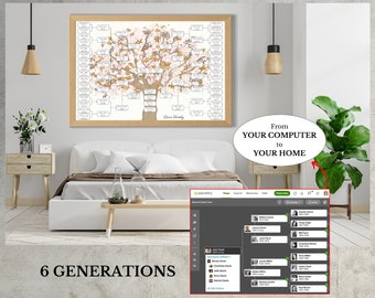 Canva Family Tree Template Golden Ripple Fan Chart 6 Generations 16 X ...