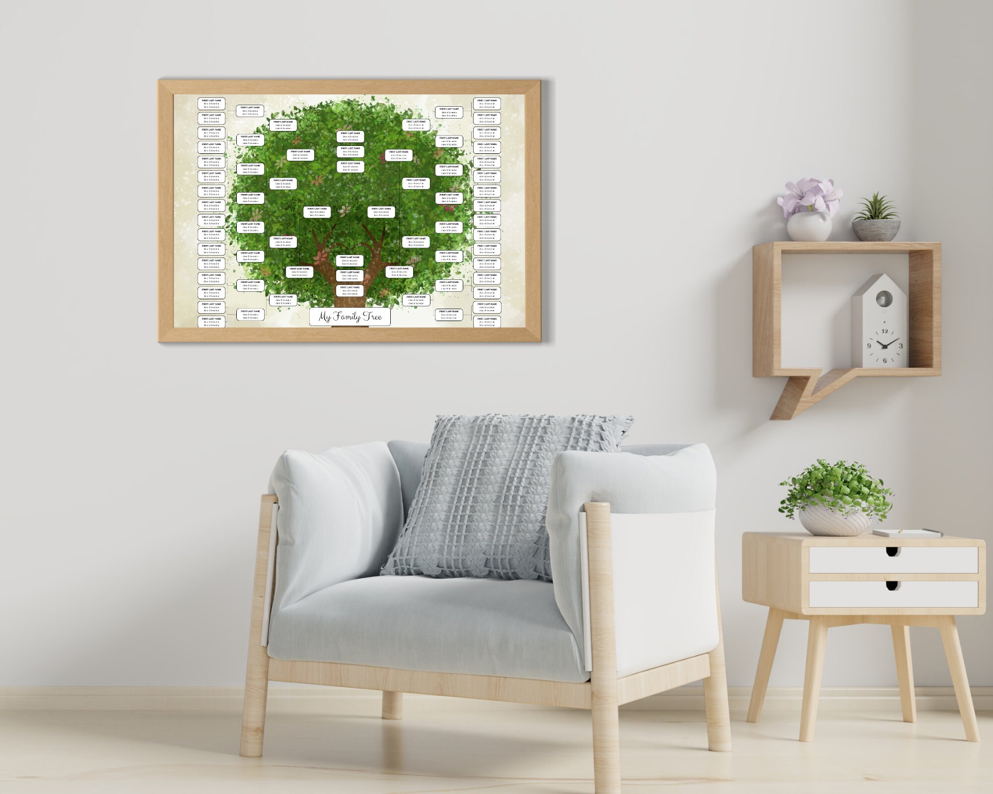 DIY 6 Generation Digital Family Tree Template Family History Wall Art ...