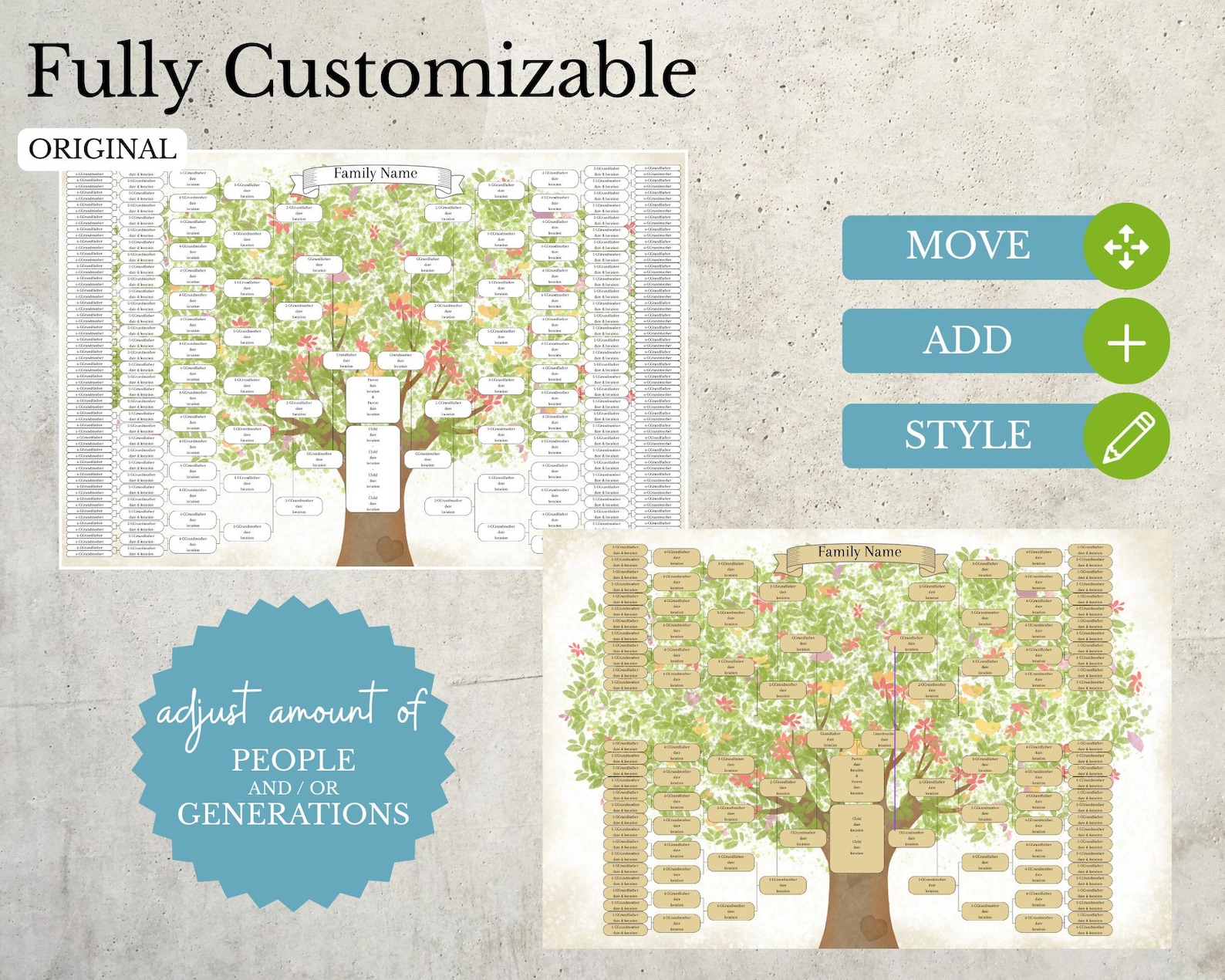 Family Tree Template ~ 9 Generation Family History Chart ~ Genealogy ...