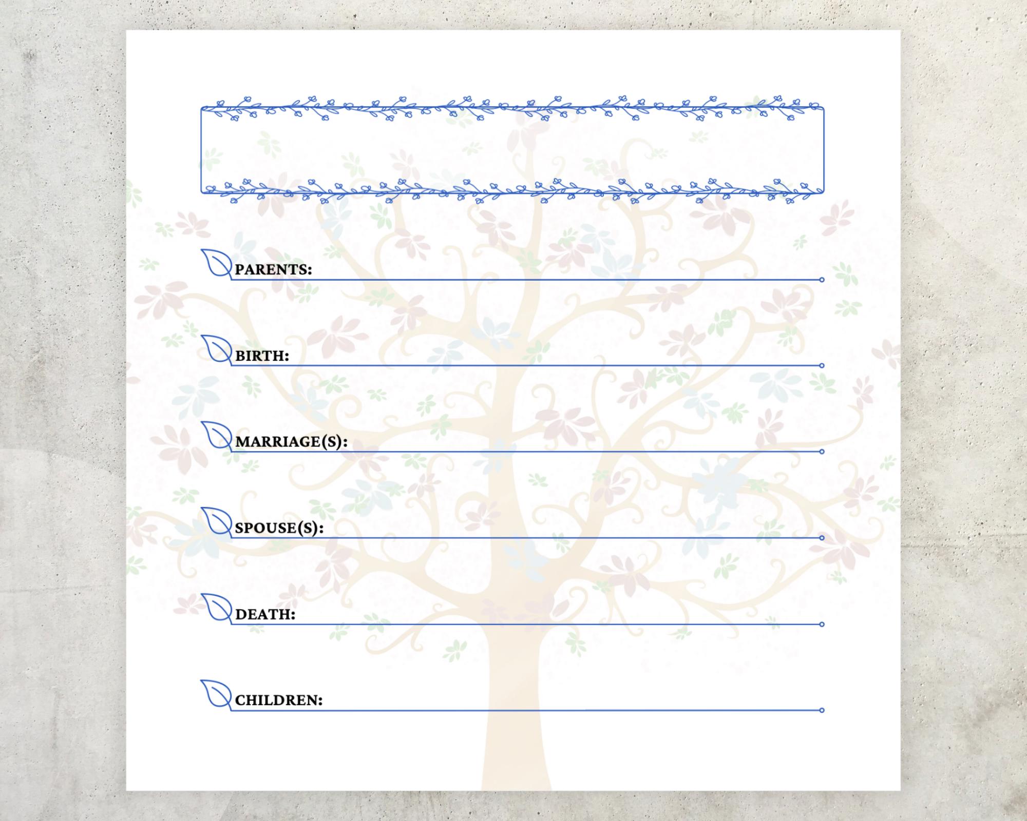 Genealogy Post-it® Notes ~ Family Tree Worksheet for Ancestry Research ...