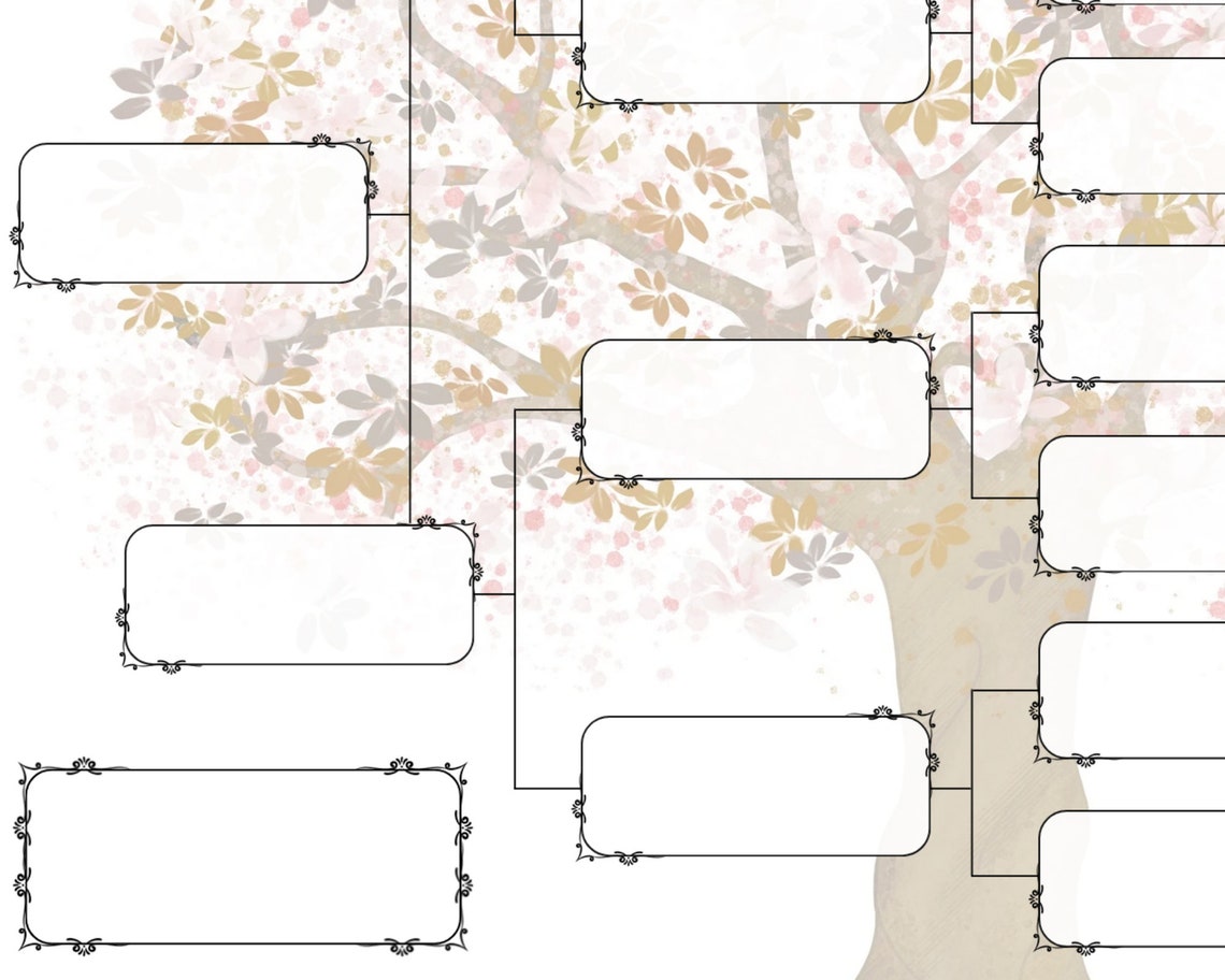 PDF Family Tree Template 5 Gen Pedigree Chart Easy Print CLOE - Etsy