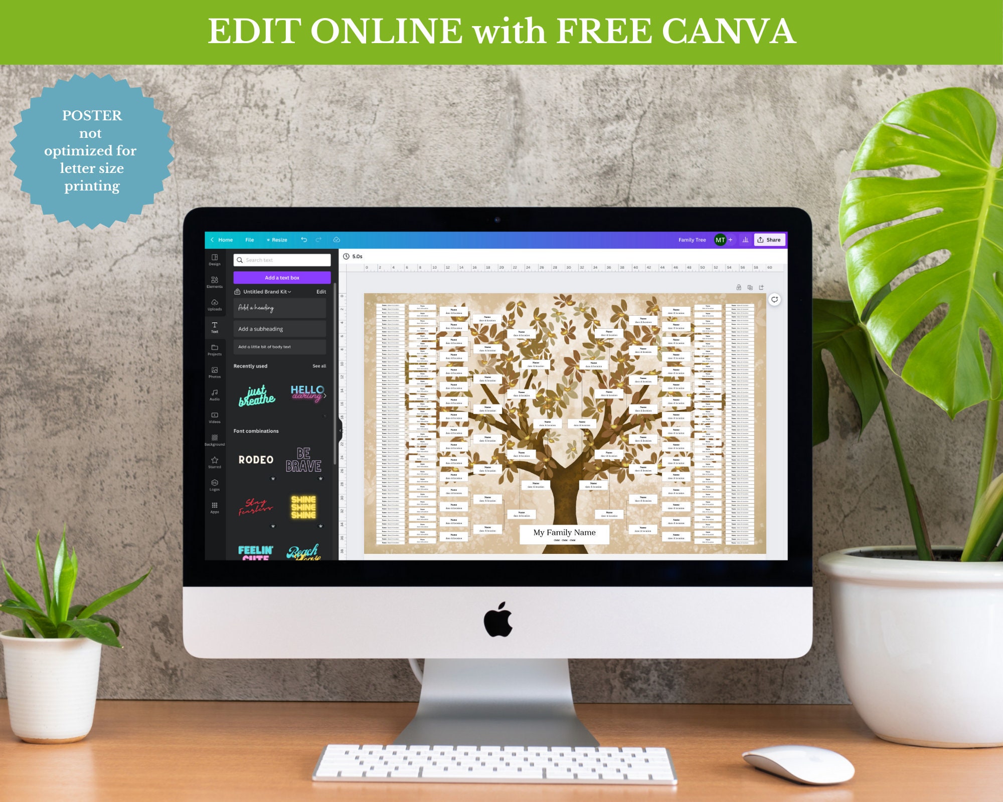 8 Generation Large Blank Family Tree Genealogy Chart Digital - Etsy