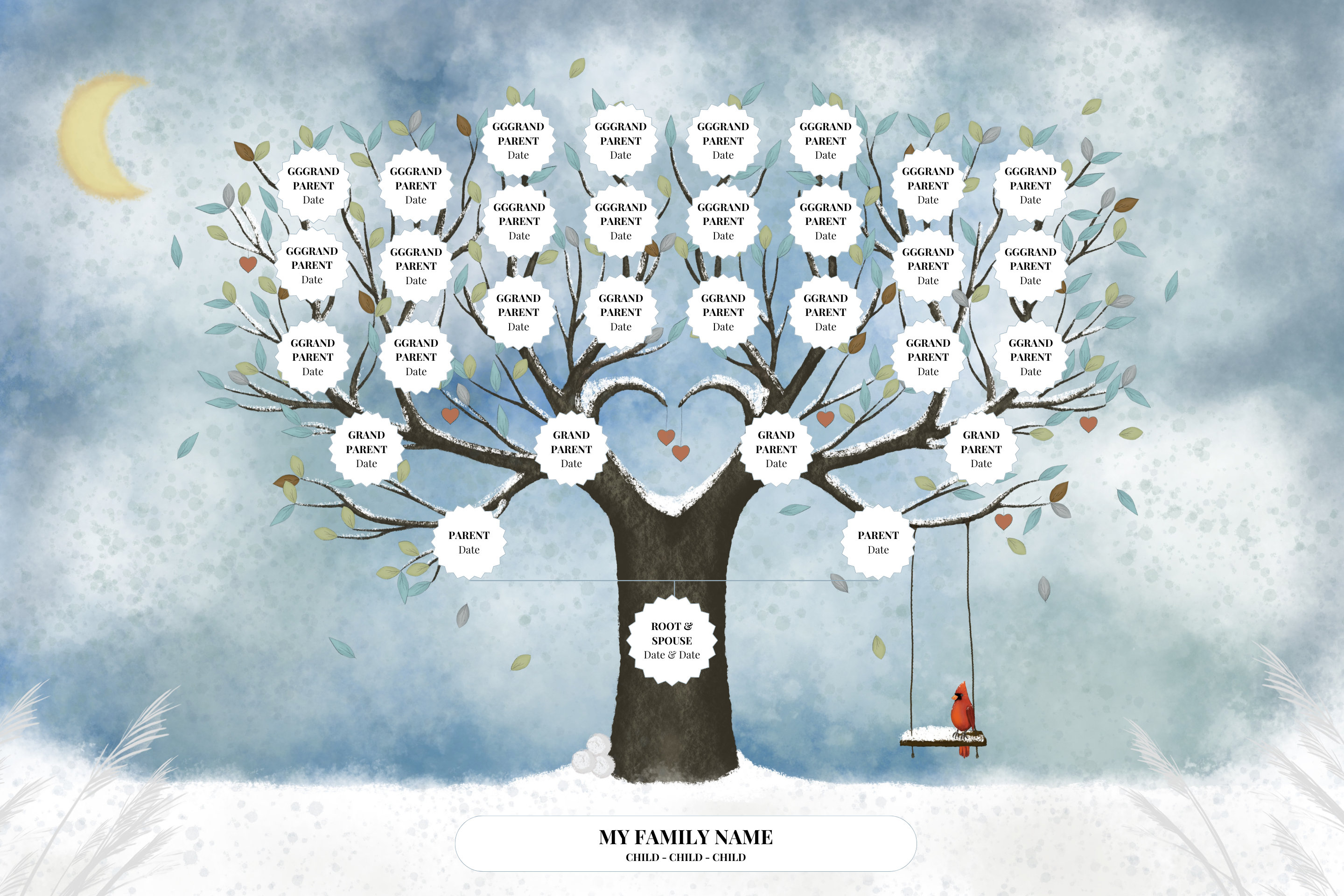 Family Tree 6 Generation Genealogy Form Anniversary Gift TALVI - Etsy