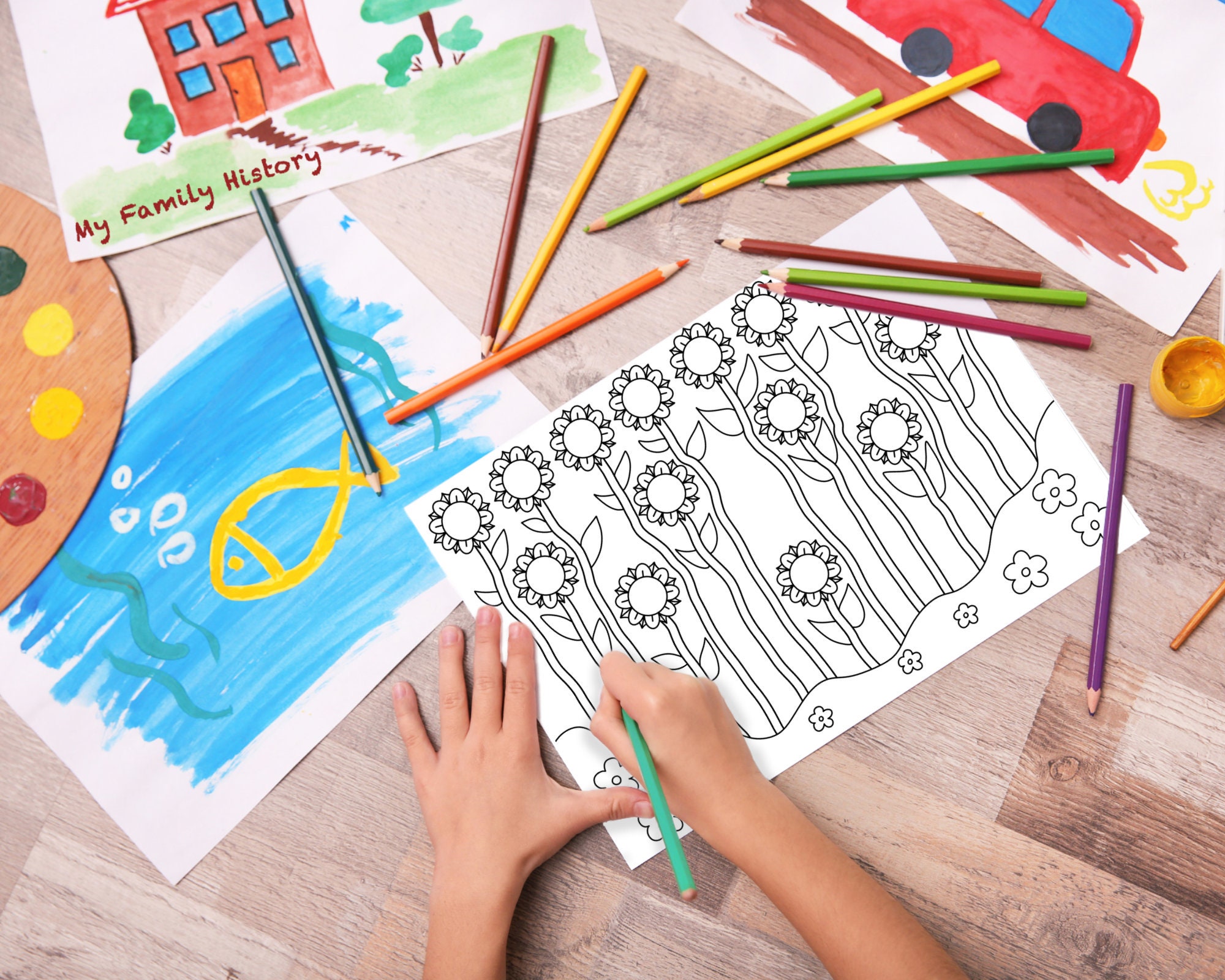 Kids Activity Coloring Page Fun Family Tree Poster Easy Print at Home ...