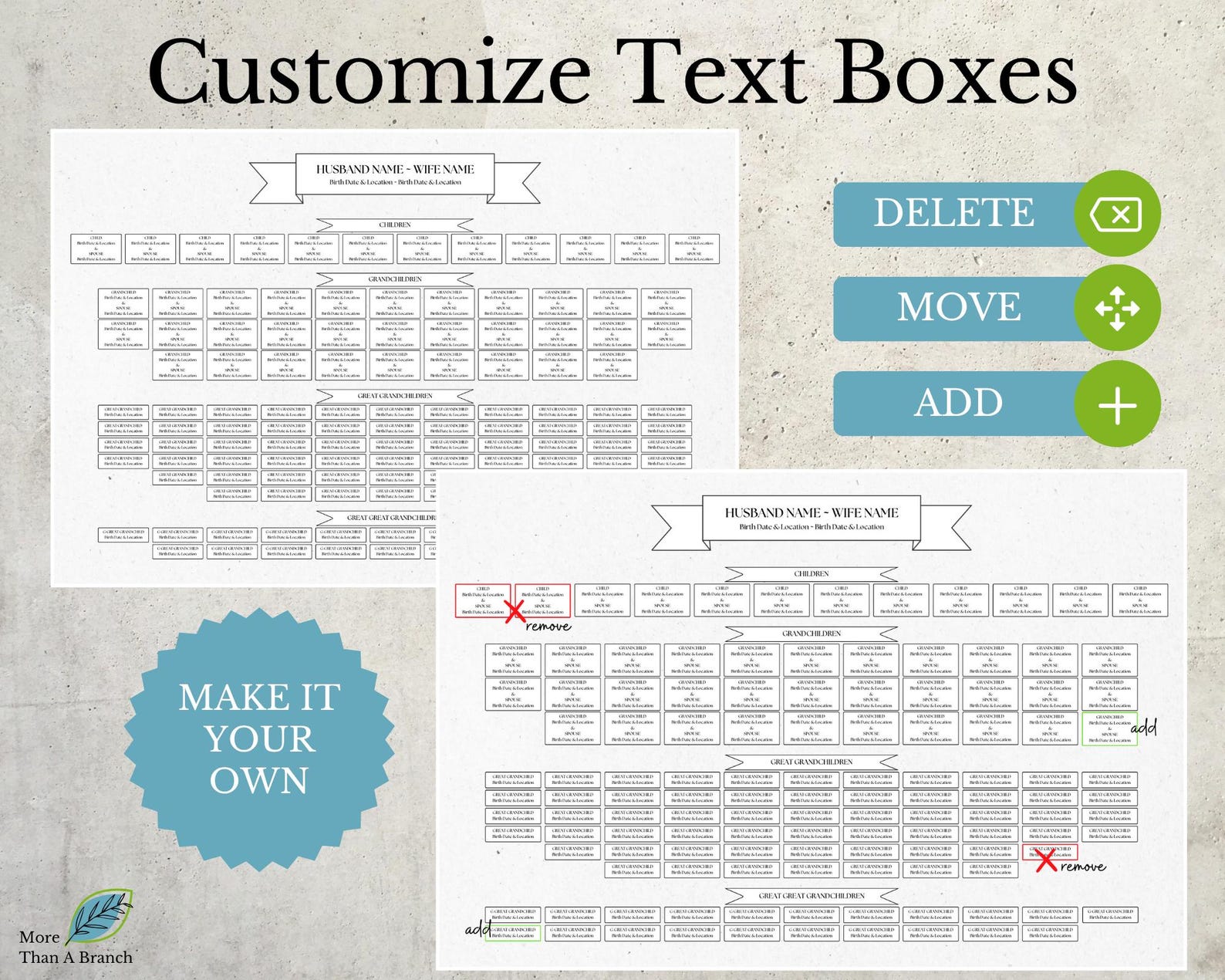 Editable Descendant Family Tree ~ Printable Template ~ Canva Genealogy ...