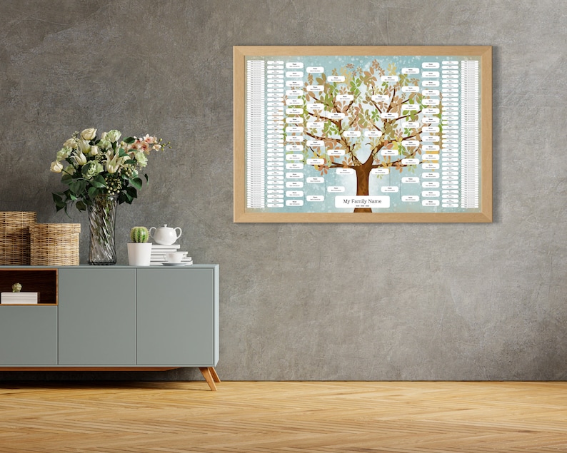 8 Generation Large Blank Family Tree Genealogy Chart Digital Instant ...