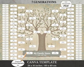 Family Tree Chart for 6 Generations. Tree With Roots Large - Etsy