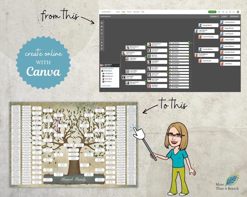 8 Generation Large Blank Family Tree ~ Genealogy Chart ~ Digital ...