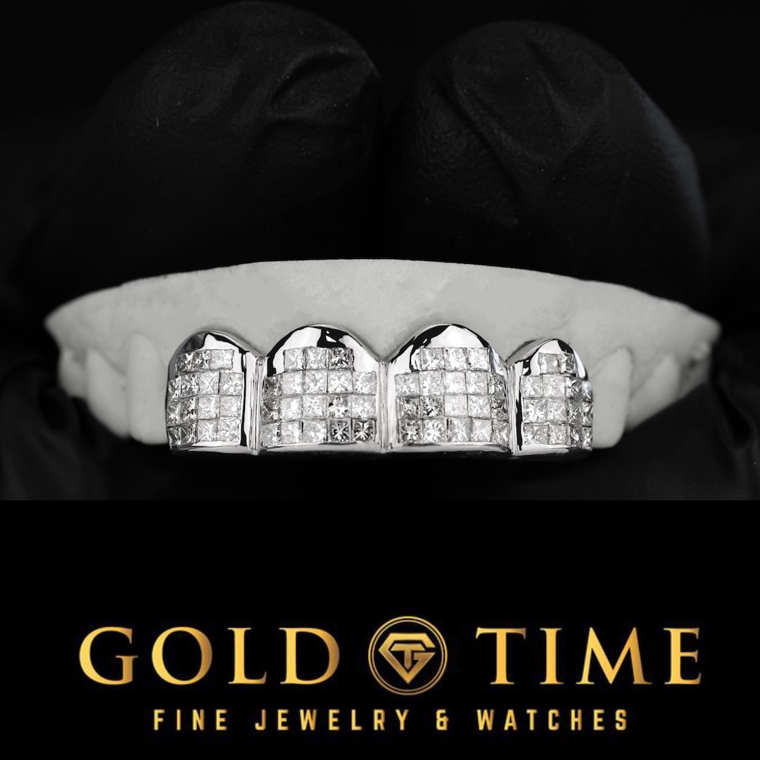 Custom Invisible Set Grillz - Handmade Diamond-cut Moissanite Grillz ...