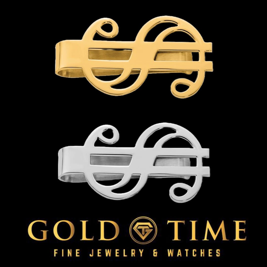 Personalized Money Clip - Dollar Sign - Sterling Silver or Gold Plated ...