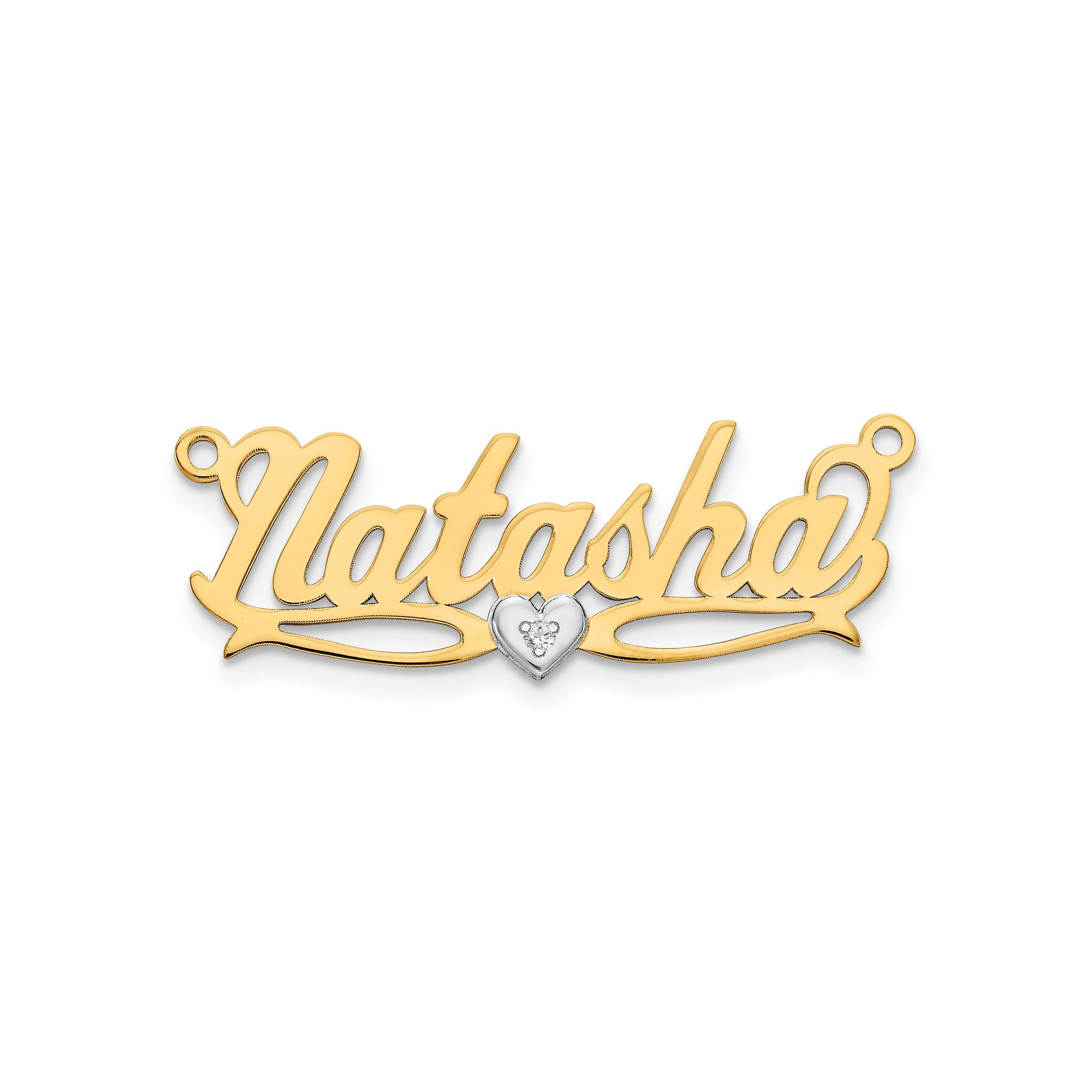 Personalized Solid 10k or 14k Two-tone Cursive Name Plate With - Etsy