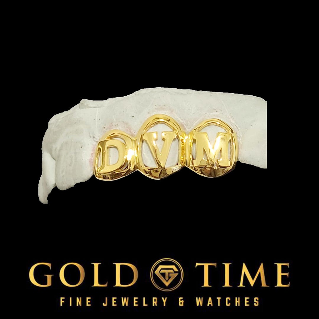 Custom Gold Block Initial Grillz – Handmade Open Face Grill - Etsy