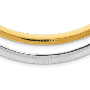 Two Tone Reversible Omega Necklace | Sterling Silver With 14k Gold ...