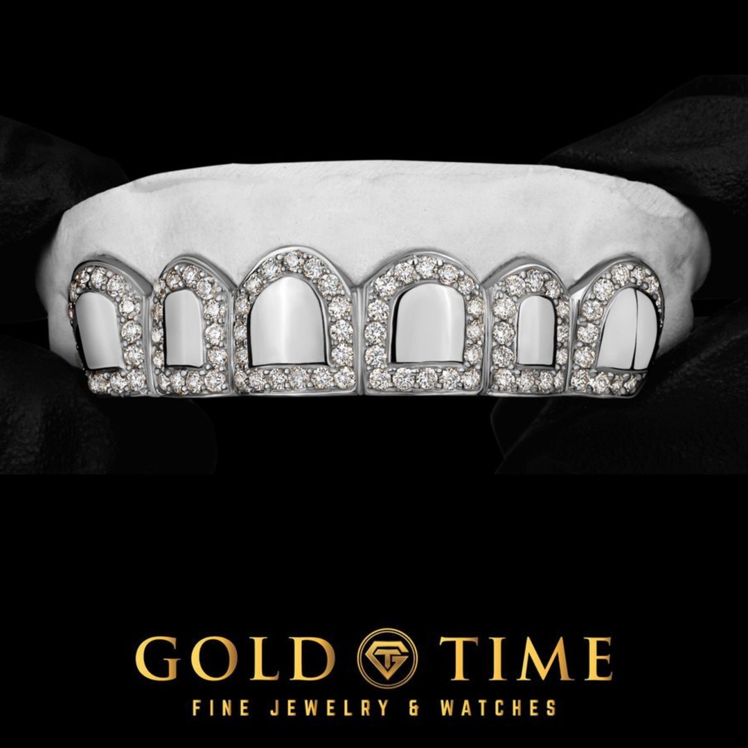 Custom Handmade Grillz - CZ Window Iced Fronts - Sterling Silver ...