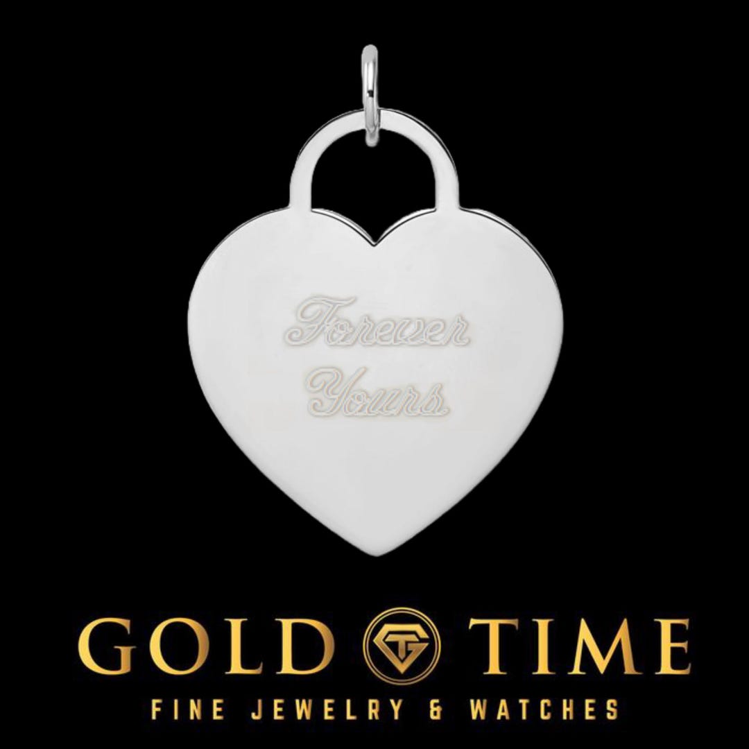 14k Gold Heart Disc Charm Pendant – Custom Engravable Front & Back ...