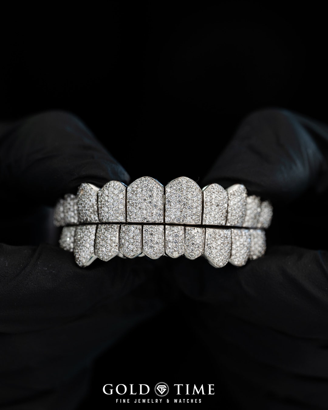 Custom Bustdown Fully Iced Grillz With Hand Set CZ on Sterling Silver ...