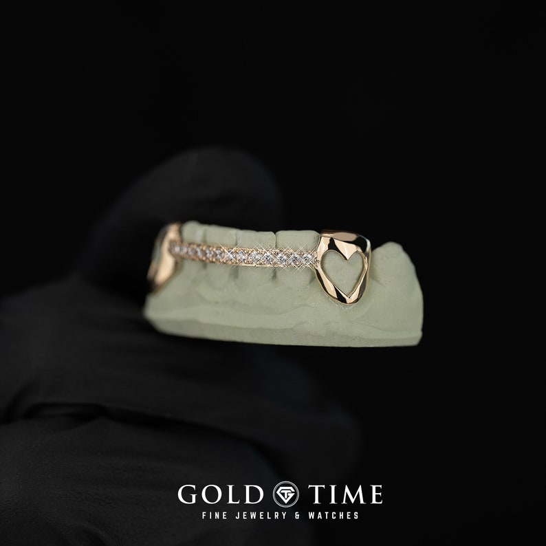 Custom 6-piece Bottom Grillz – Heart Cut Canines, Iced Center Row - Etsy