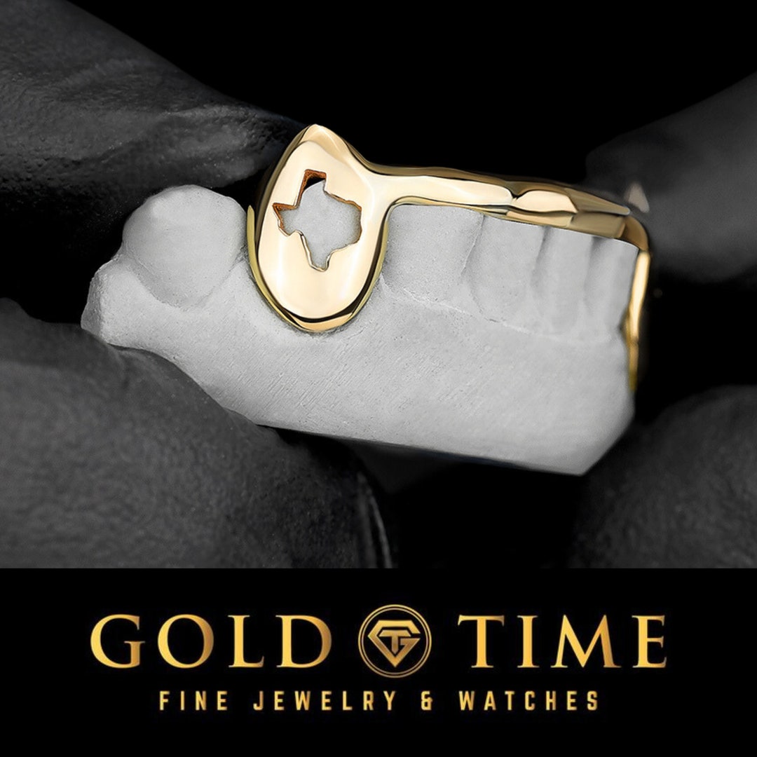 6-piece Custom Grillz With Canine Fangs & Cut-out Design – Solid Center ...