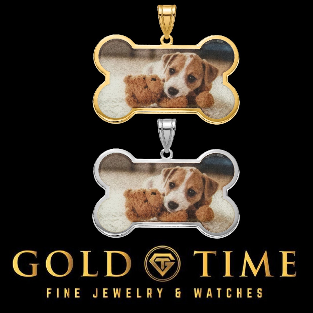Custom Dog Bone Photo Pendant – Sterling Silver or Gold Pet Memorial - Etsy