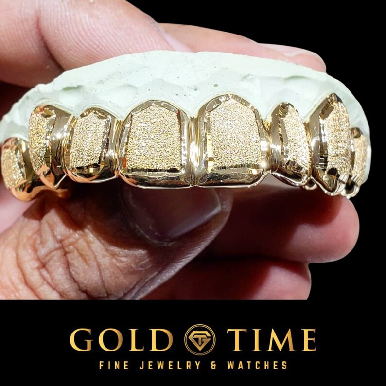 Custom Box Diamond-dust Grillz: 6-piece Silver, 10k, 14k Gold ...